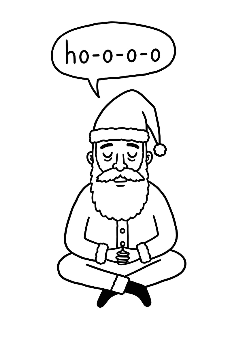 'Meditating Santa Claus Line Art' Poster, picture, metal print, paint ...