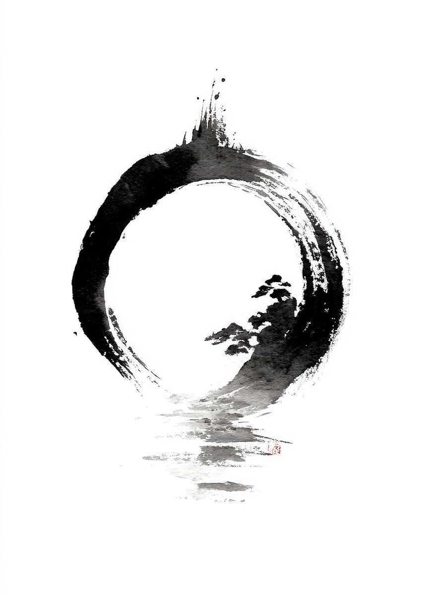 'Enso Circle with Landscape' Poster, picture, metal print, paint by ...