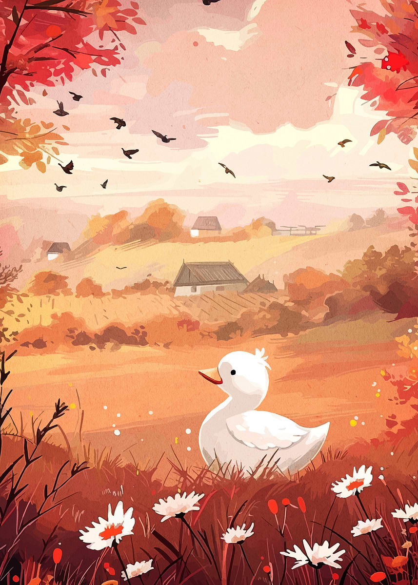 'Autumn Duck Landscape' Poster, picture, metal print, paint by Lord ...
