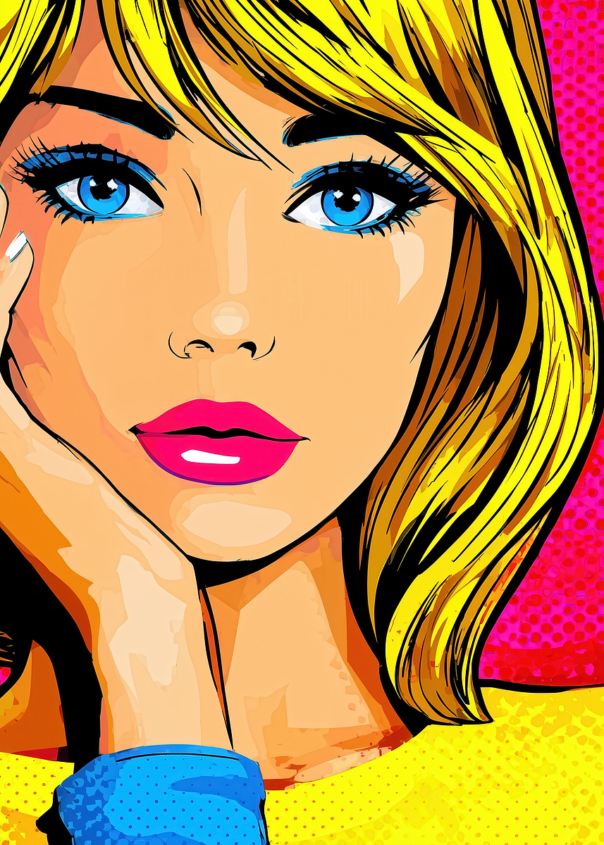 'Pop Art Blonde Woman Portrait' Poster, picture, metal print, paint by ...