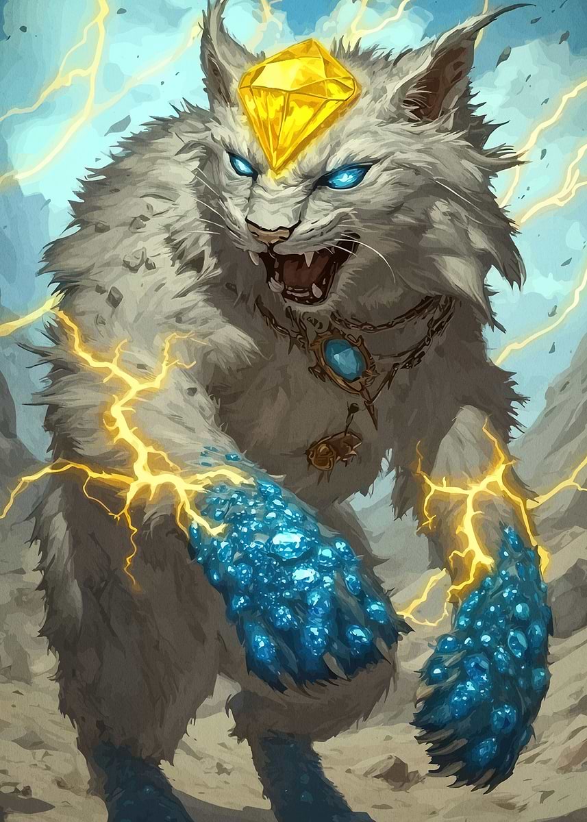 'Gemstone Cat Fantasy Creature' Poster, picture, metal print, paint by ...