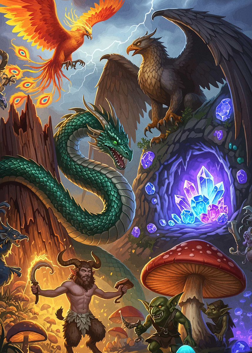 'Fantasy Creatures Magical Realm' Poster, picture, metal print, paint ...
