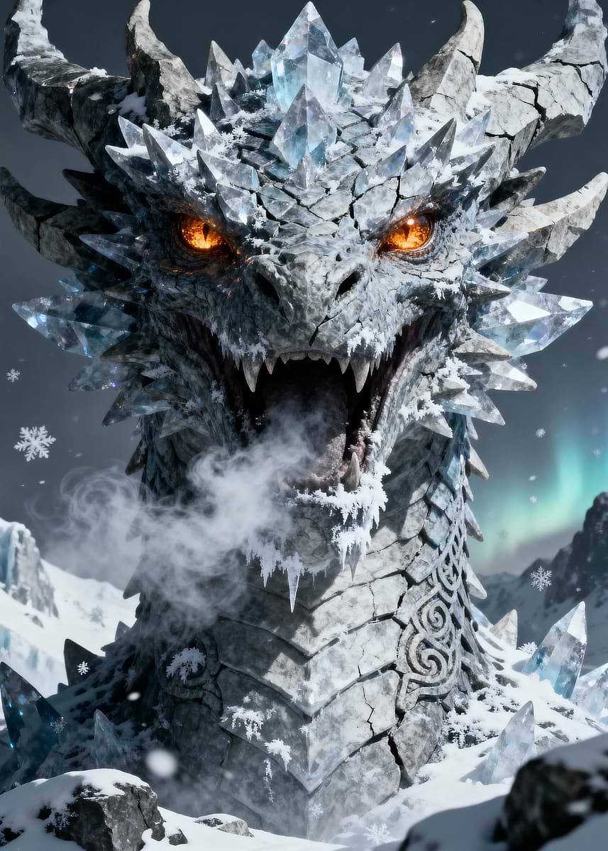 'Icy Dragon Portrait' Poster, picture, metal print, paint by ...