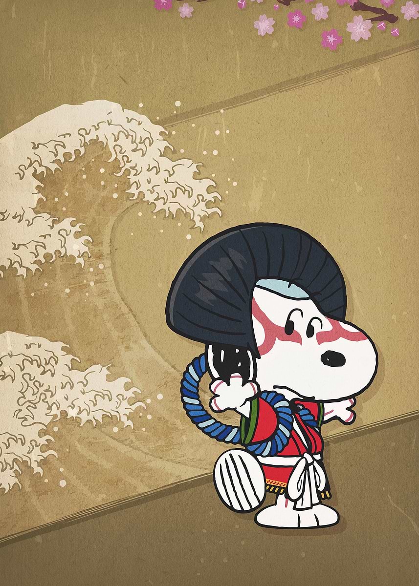 'Snoopy Kabuki Japanese Wave Art' Poster, picture, metal print, paint ...