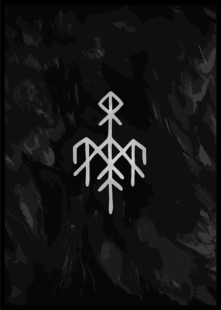 'Bindrune Symbol on Dark Background' Poster, picture, metal print ...