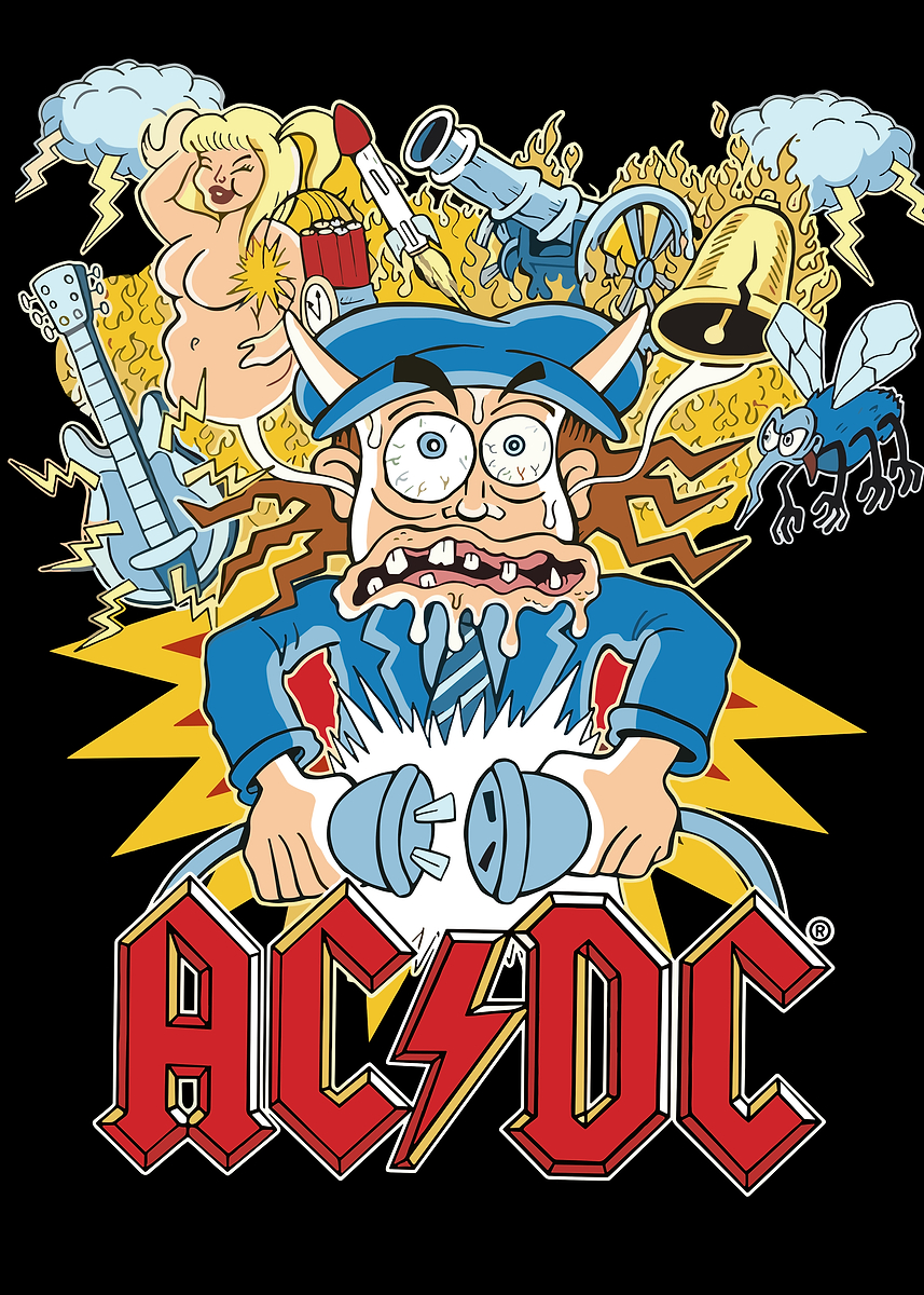 'AC/DC Cartoon Graphic' Poster, picture, metal print, paint by Inglou ...
