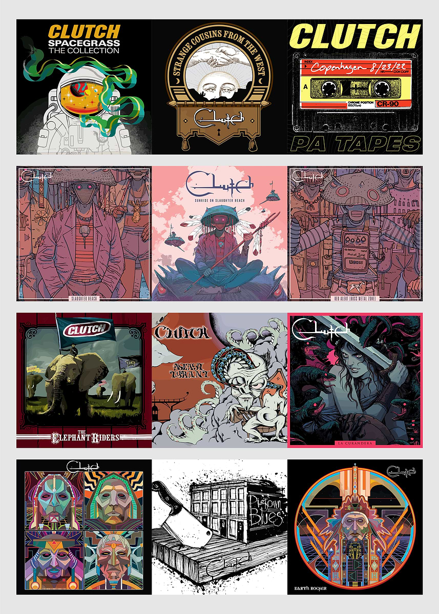 'Clutch Album Covers Collage' Poster, picture, metal print, paint by ...