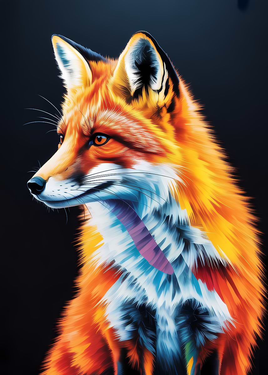 'Colorful Fox Portrait' Poster, picture, metal print, paint by ...