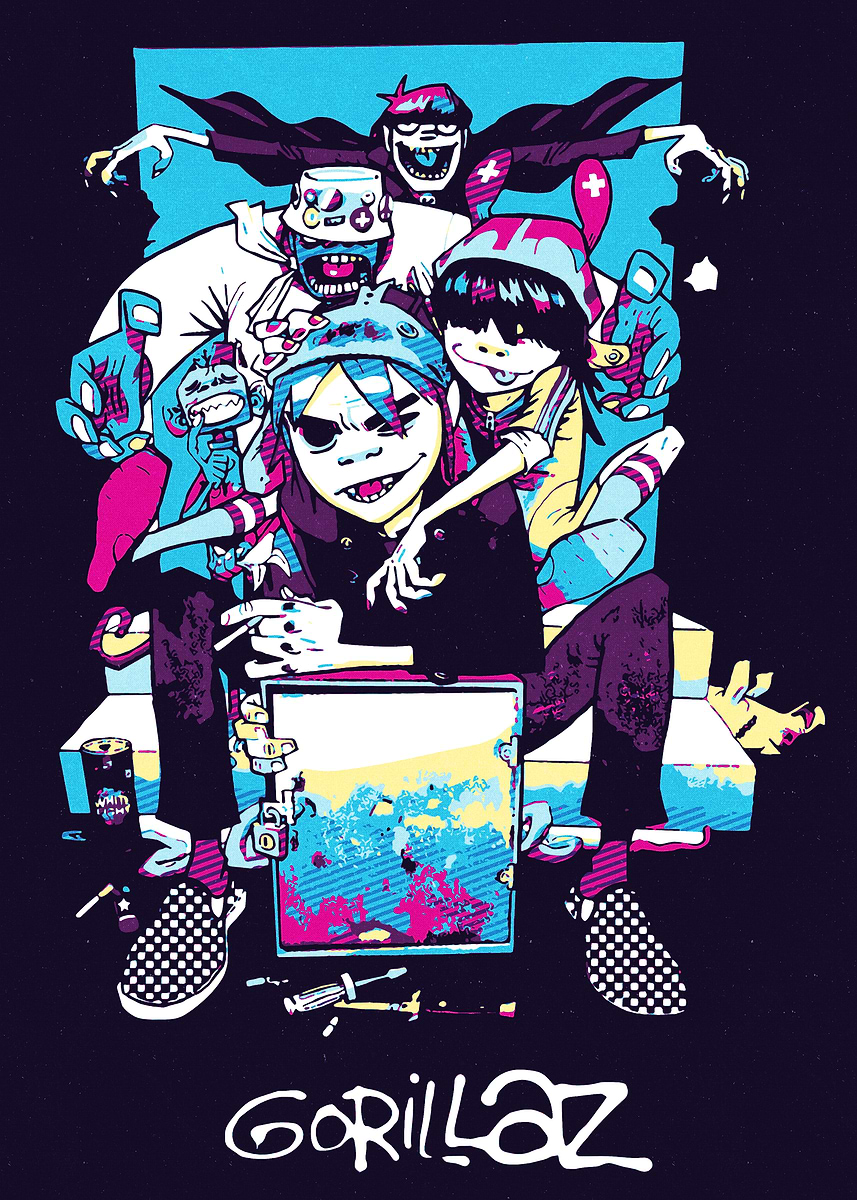 'Gorillaz Band Illustration' Poster, picture, metal print, paint by Mus ...