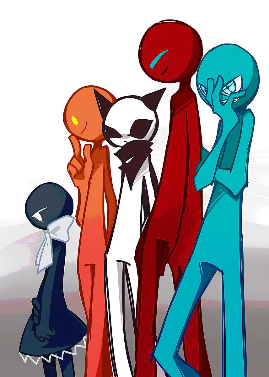 'Colorful Stick Figure Group Illustration' Poster, picture, metal print ...