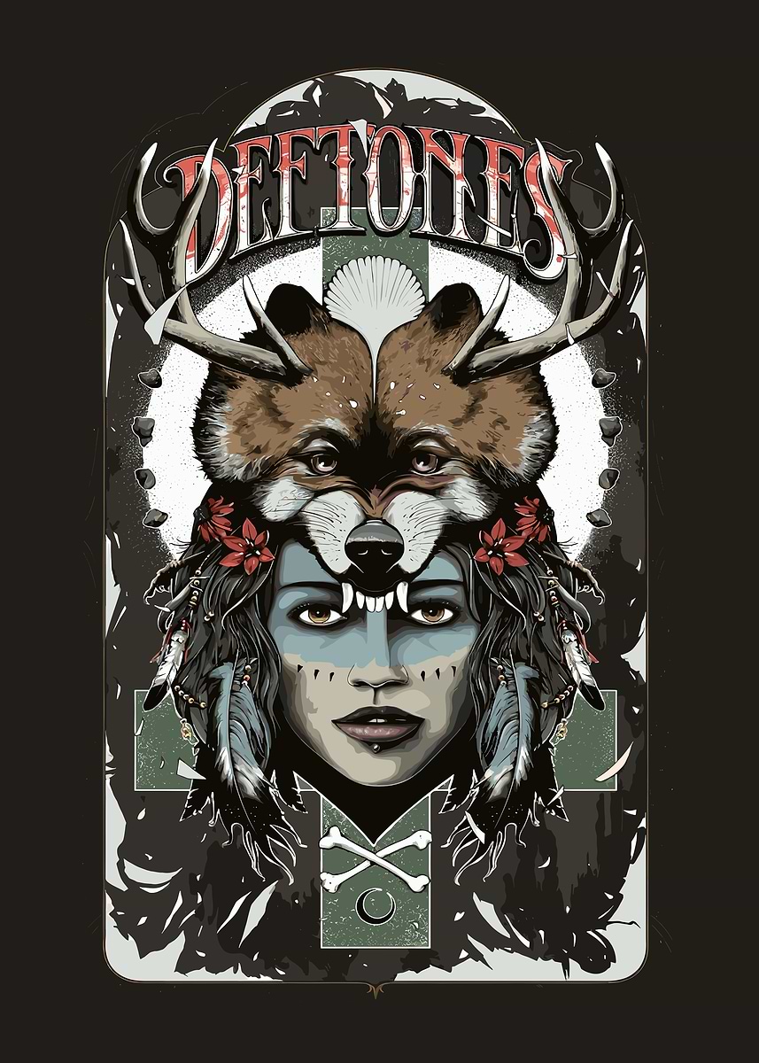 'Deftones Native American Woman with Fox' Poster, picture, metal print ...
