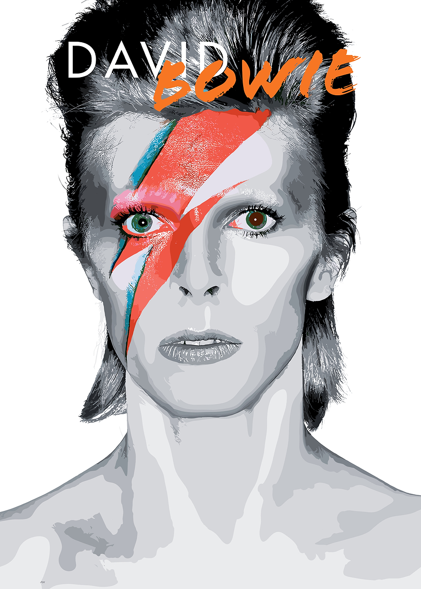 'David Bowie Portrait with Lightning Bolt' Poster, picture, metal print ...