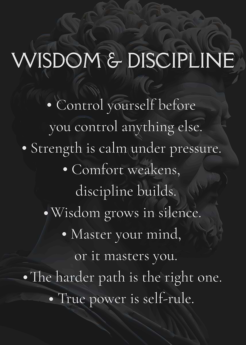 'Wisdom and Discipline Motivational Poster' Poster, picture, metal ...