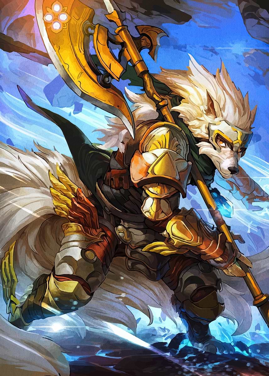'Armored Wolf Warrior with Axe' Poster, picture, metal print, paint by ...