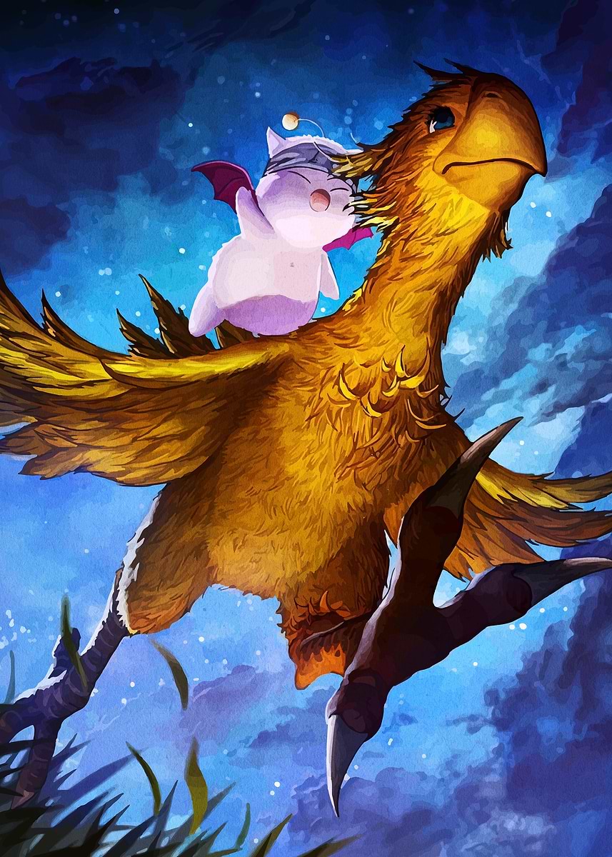 'Chocobo and Moogle Adventure' Poster, picture, metal print, paint by ...