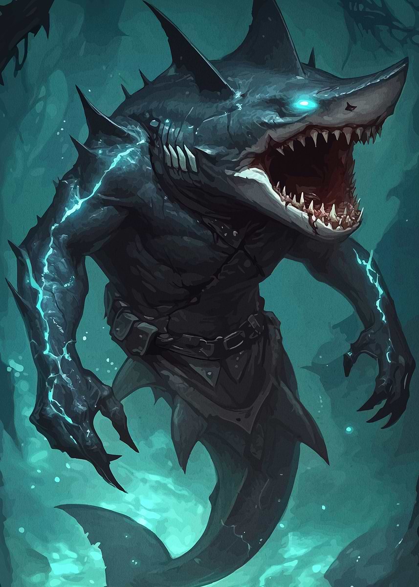 'Shark humanoid monster mouth' Poster, picture, metal print, paint by ...