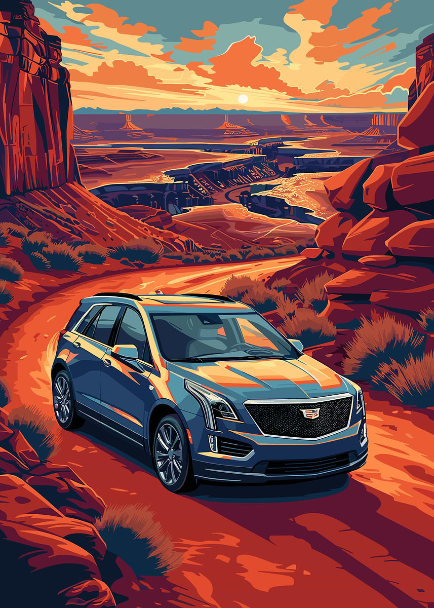 'Cadillac XT5 in Desert Landscape' Poster, picture, metal print, paint ...