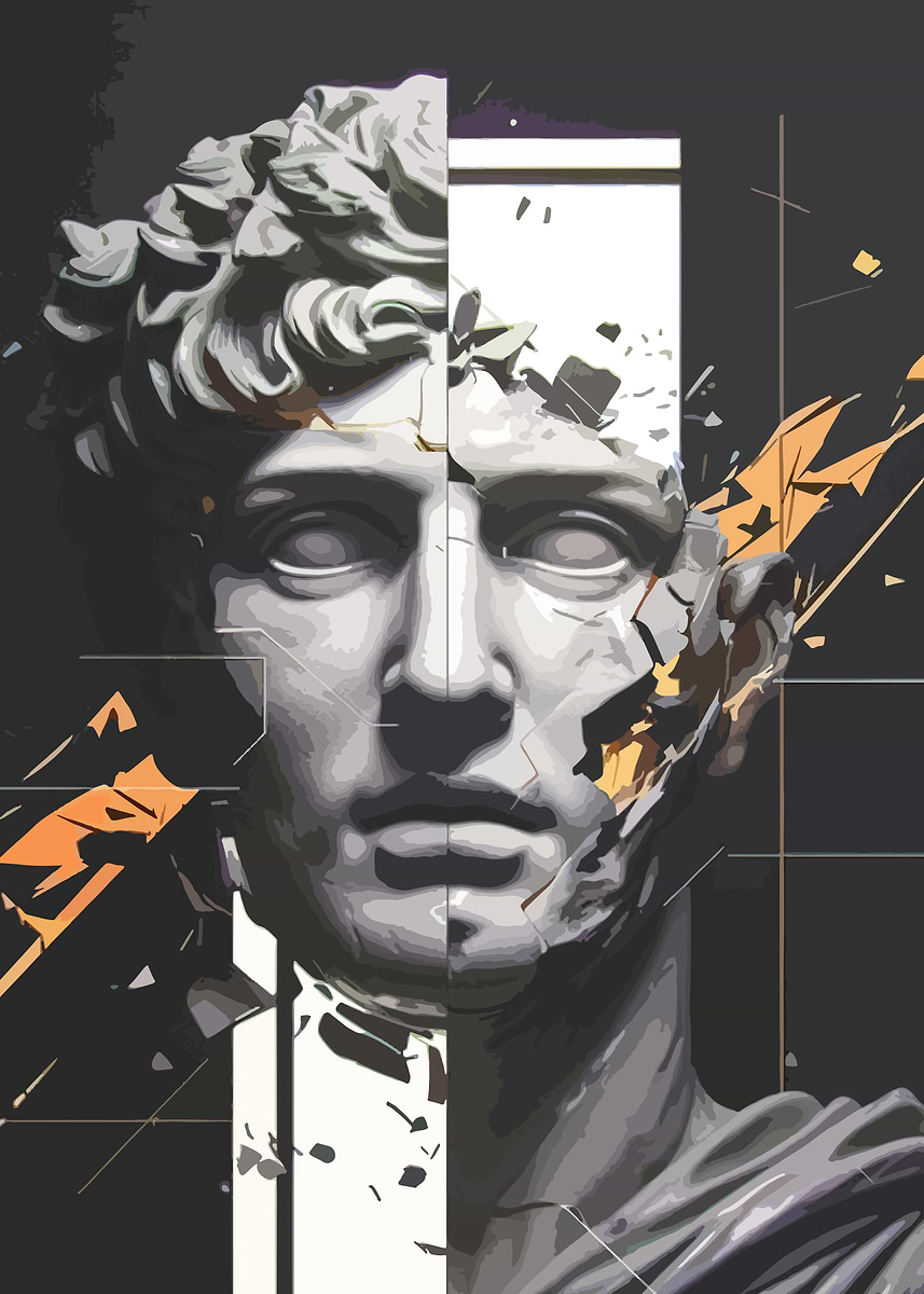 'Deconstructed Classical Sculpture Portrait' Poster, picture, metal ...
