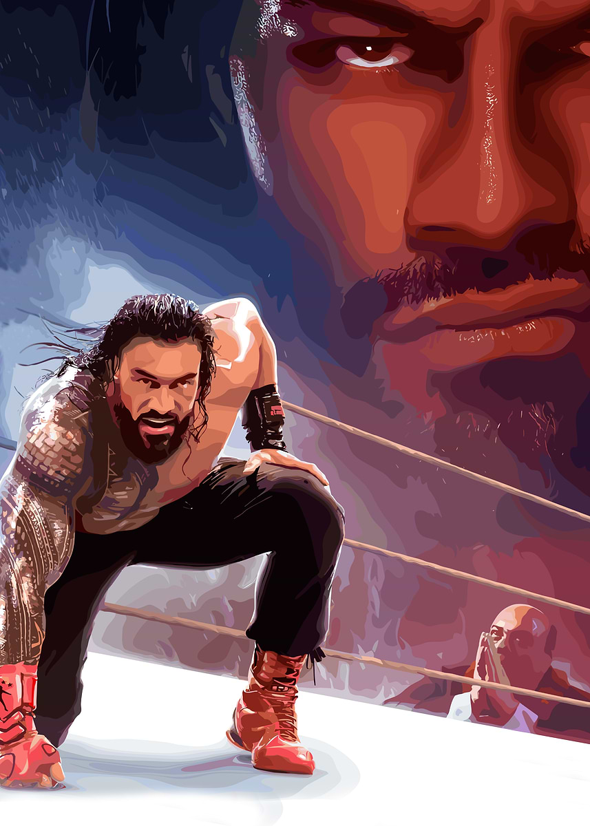 'Roman Reigns Wrestling Illustration' Poster, picture, metal print ...