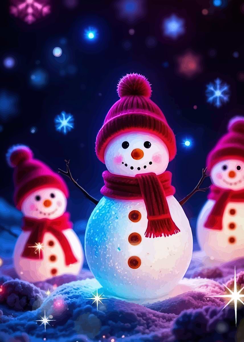 'Festive Snowmen Accessories' Poster, picture, metal print, paint by ...