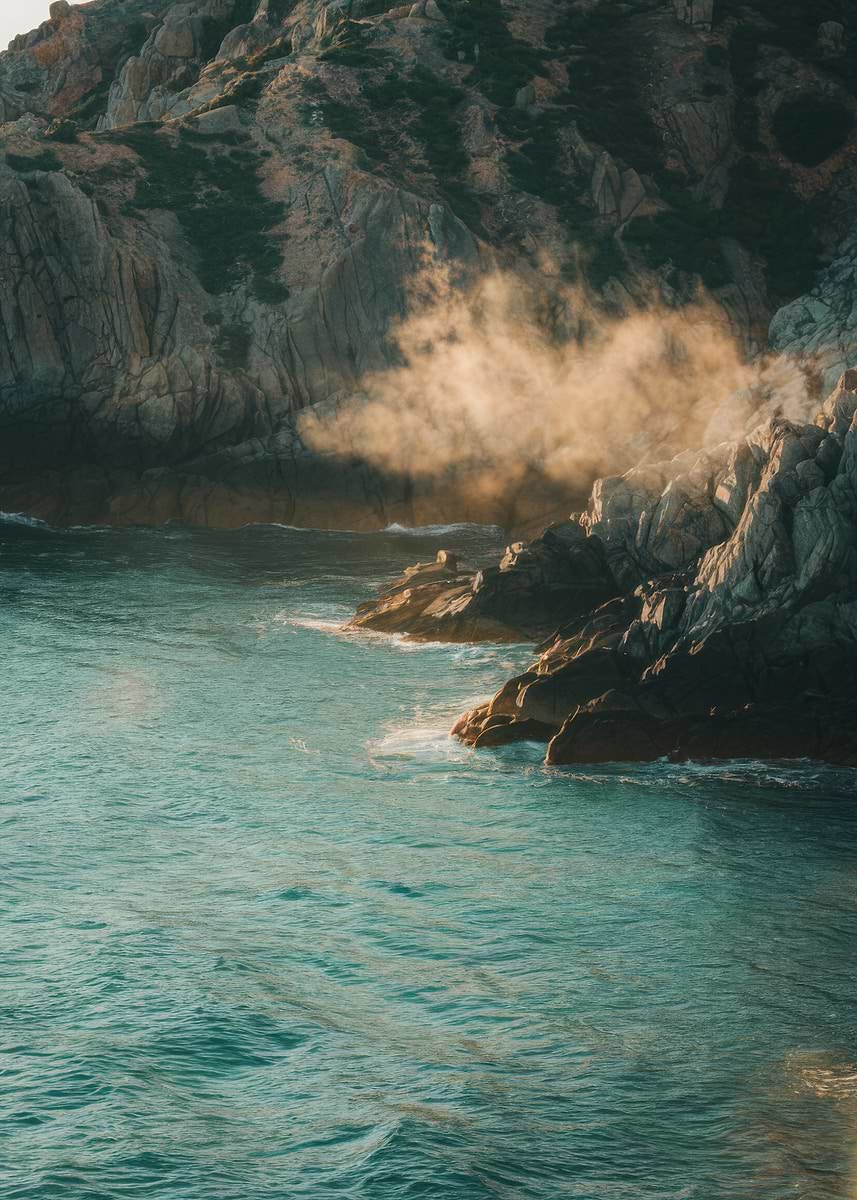 'Coastal Cliffs and Turquoise Sea' Poster, picture, metal print, paint ...
