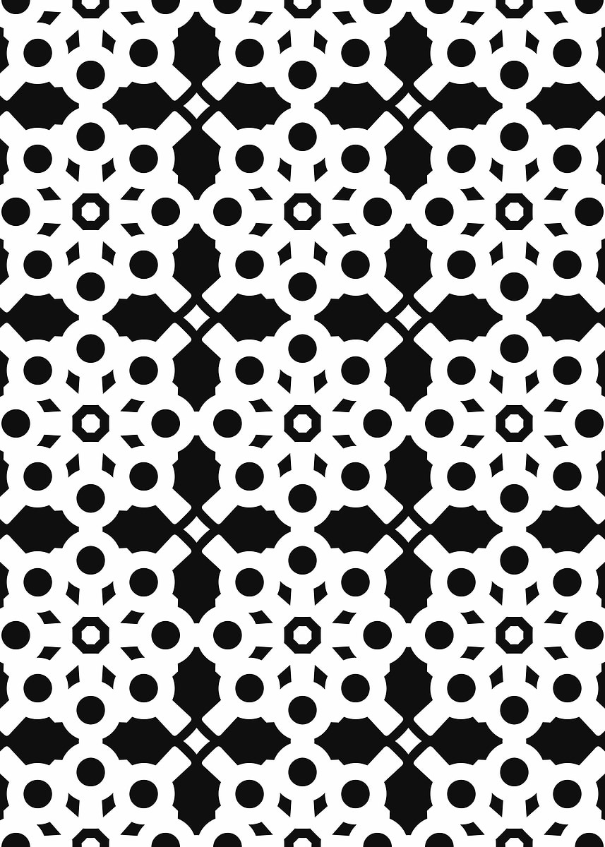'Geometric Tessellation Pattern in Black and White' Poster, picture ...