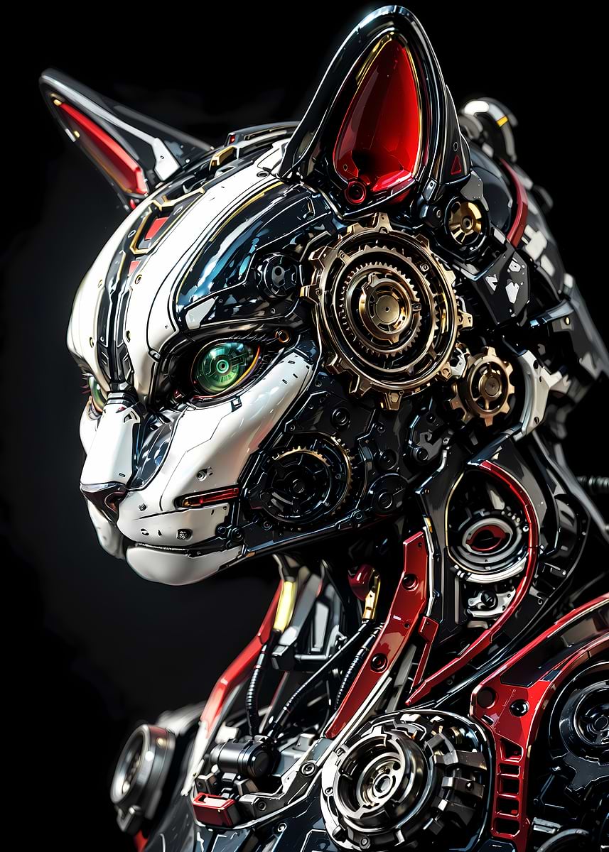 'Future Cybernetic Cat Robot' Poster, picture, metal print, paint by ...