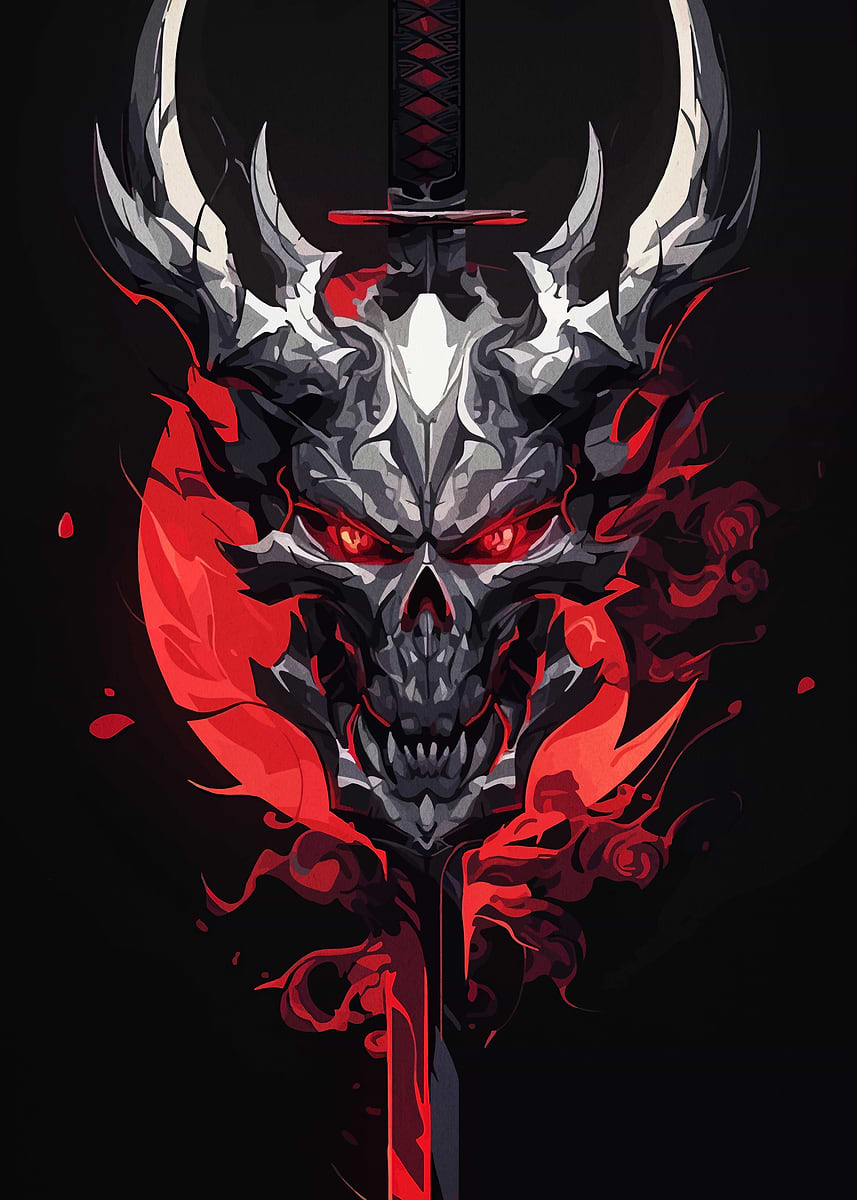 'Demon Skull Katana' Poster, picture, metal print, paint by Mylo ...
