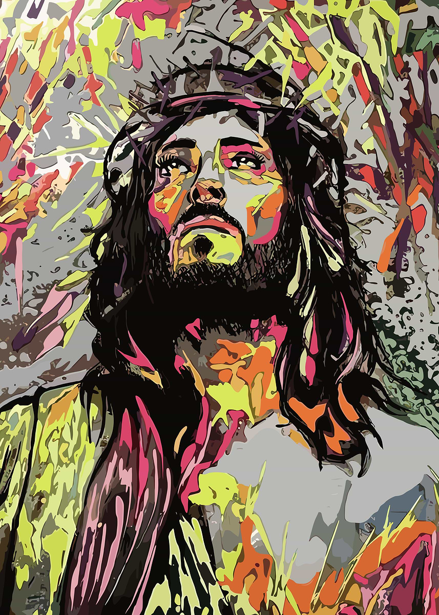 'Jesus Christ Pop Art Portrait' Poster, picture, metal print, paint by ...
