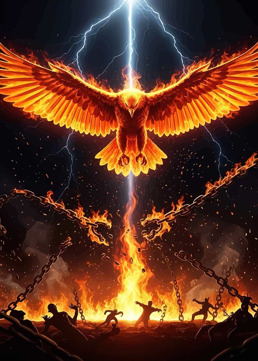 'Fiery Phoenix Rising' Poster, picture, metal print, paint by Alena ...