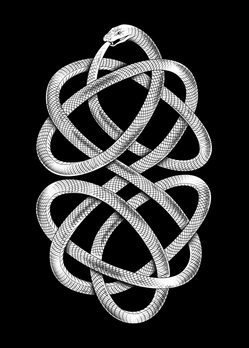'Ouroboros Knot' Poster, picture, metal print, paint by KAZE | Displate
