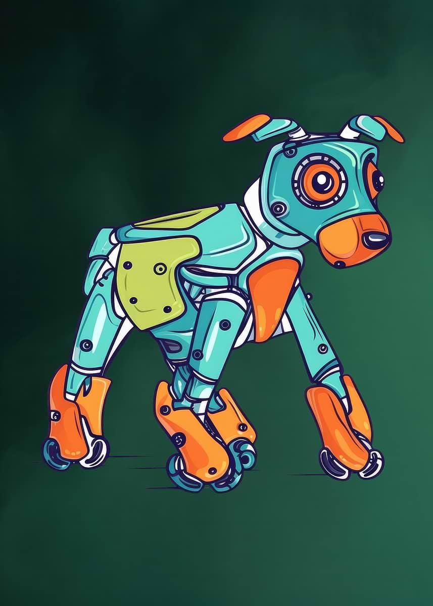 'Robot Dog Illustration' Poster, picture, metal print, paint by ...