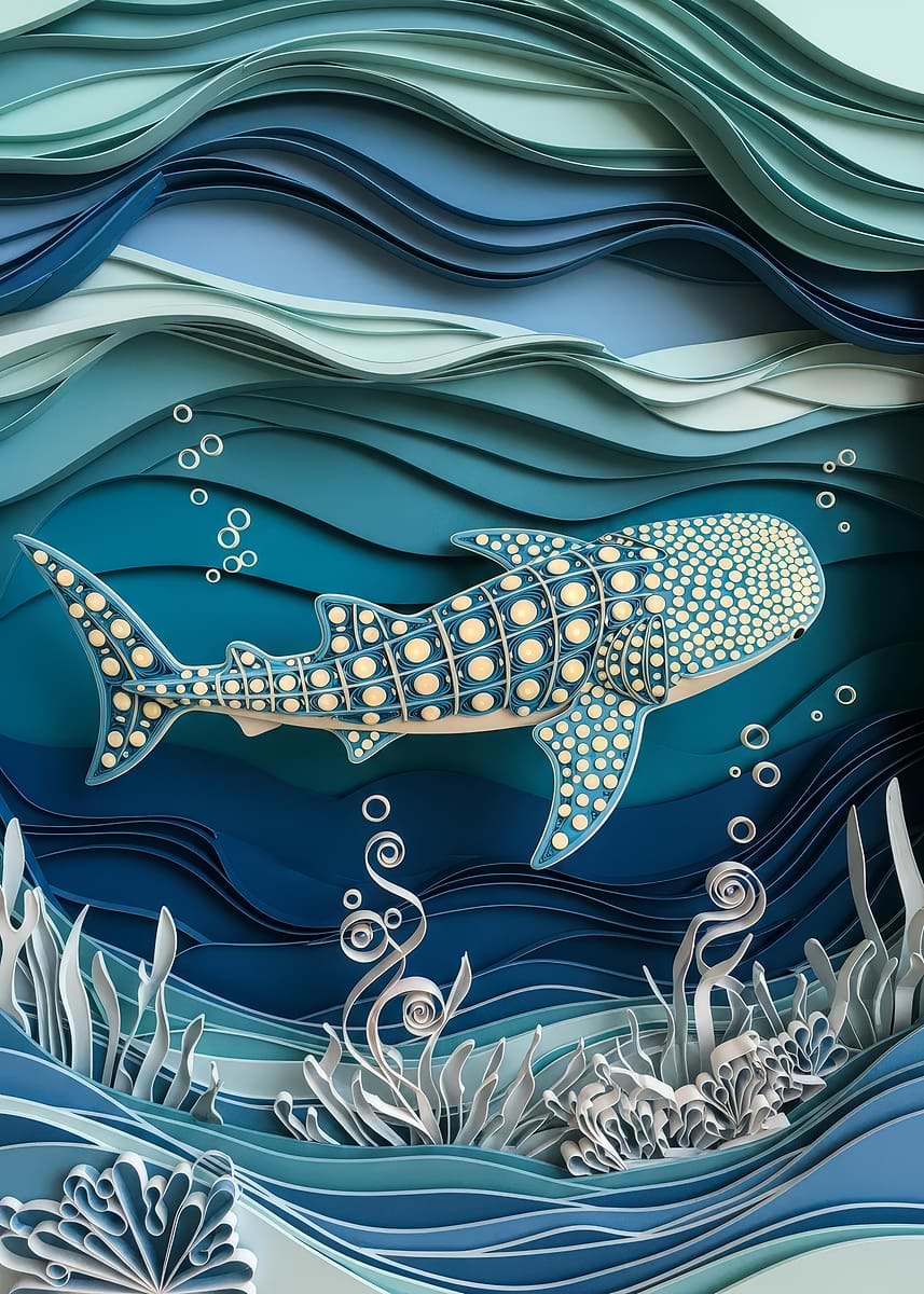 'Whale Shark Paper Art' Poster, picture, metal print, paint by VAGANTE ...