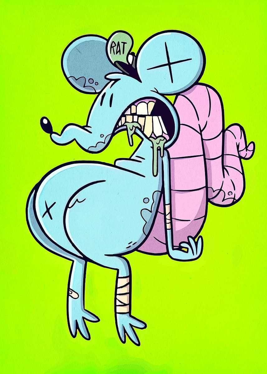 'Cartoon Rat Character with Injuries' Poster, picture, metal print ...