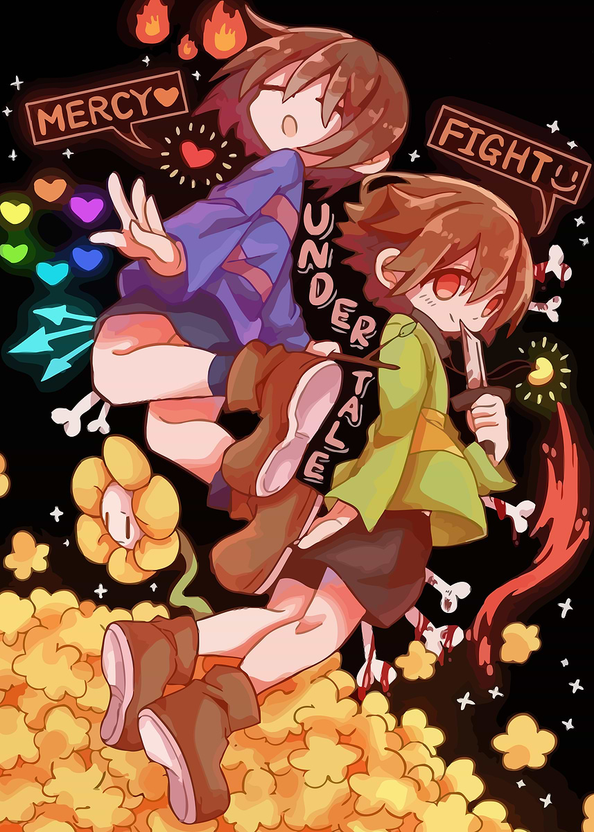 'Undertale: Frisk and Chara Illustration' Poster, picture, metal print ...