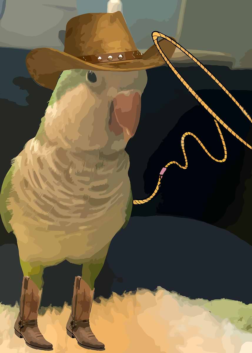 'Cowboy Parrot with Lasso and Boots' Poster, picture, metal print ...