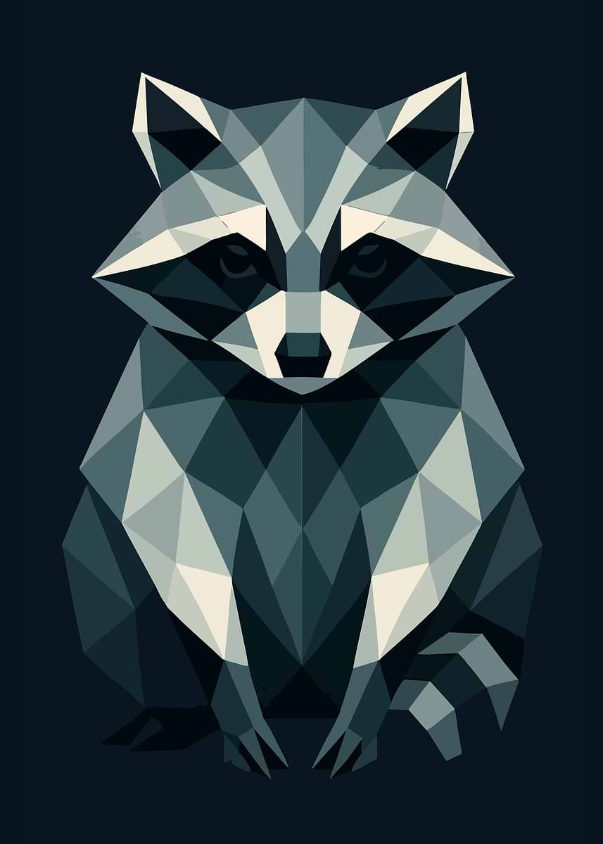 'Geometric Raccoon Illustration' Poster, picture, metal print, paint by ...