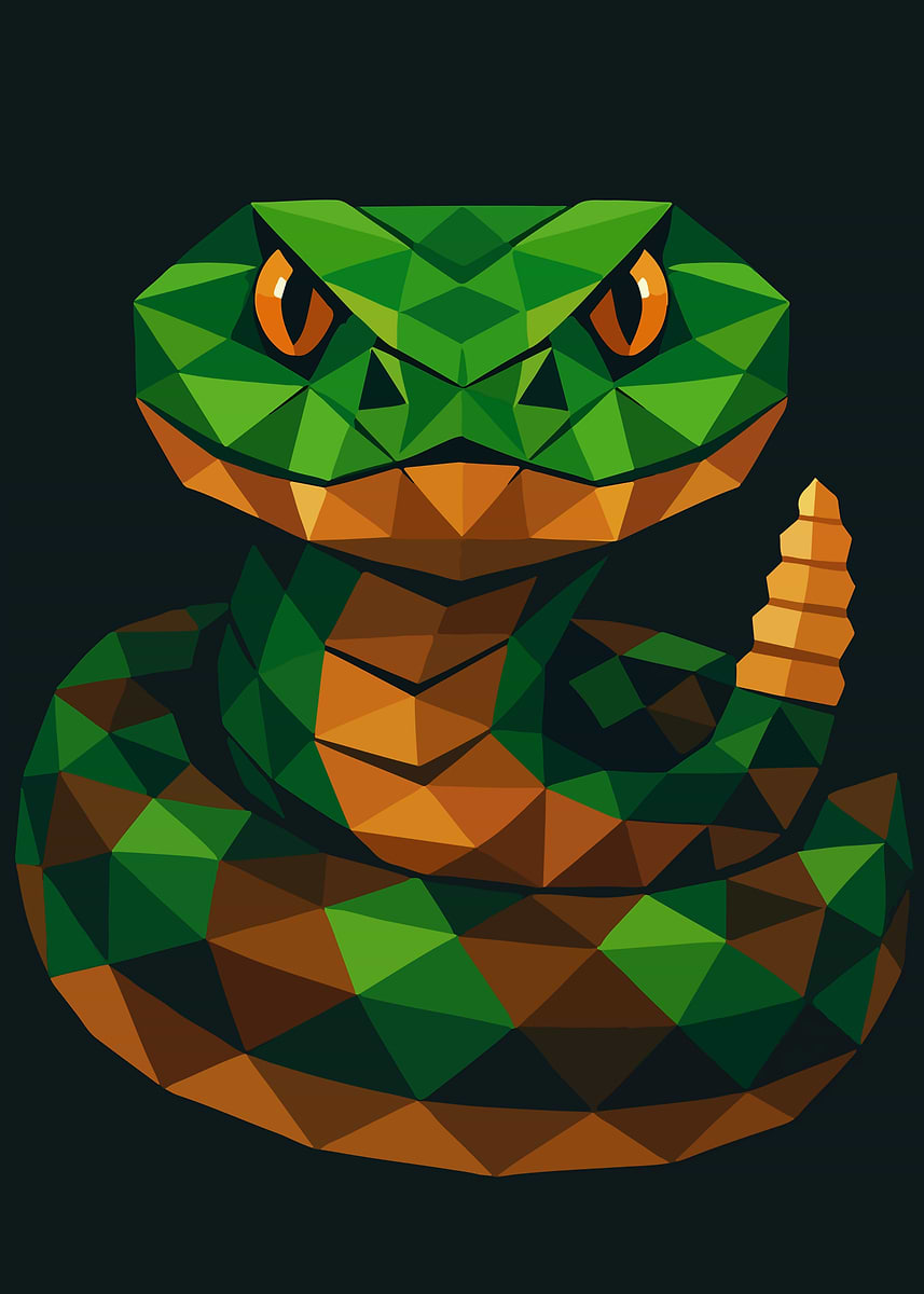 'Geometric Snake Illustration' Poster, picture, metal print, paint by ...