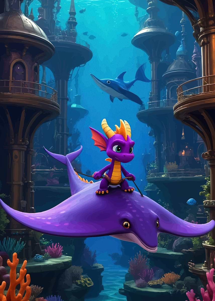 'Spyro Underwater Adventure' Poster, picture, metal print, paint by Pro ...