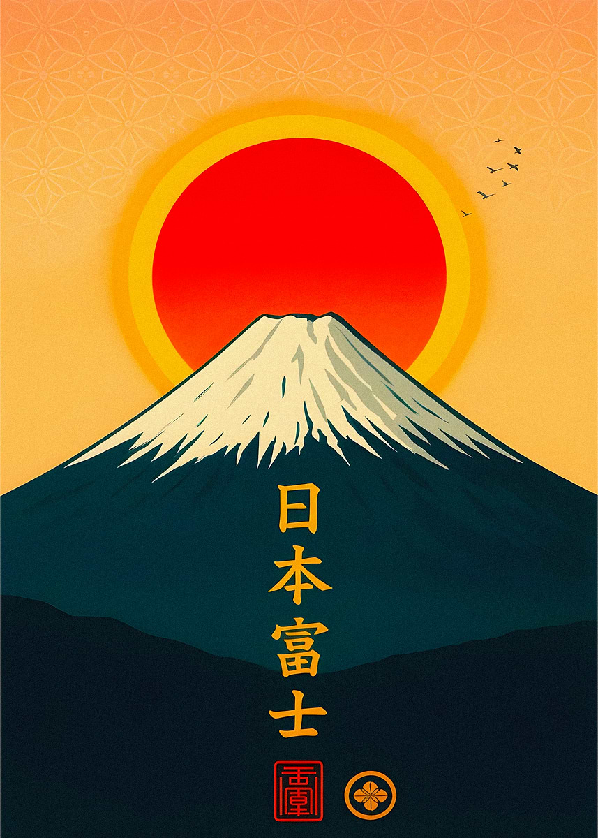 'Mount Fuji Rising Sun Art' Poster, picture, metal print, paint by Mas ...