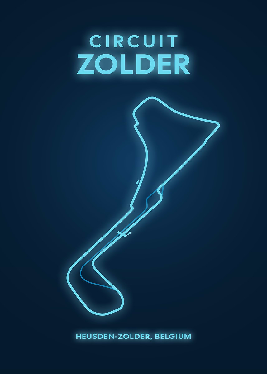 'Circuit Zolder Race Track Map' Poster, picture, metal print, paint by ...