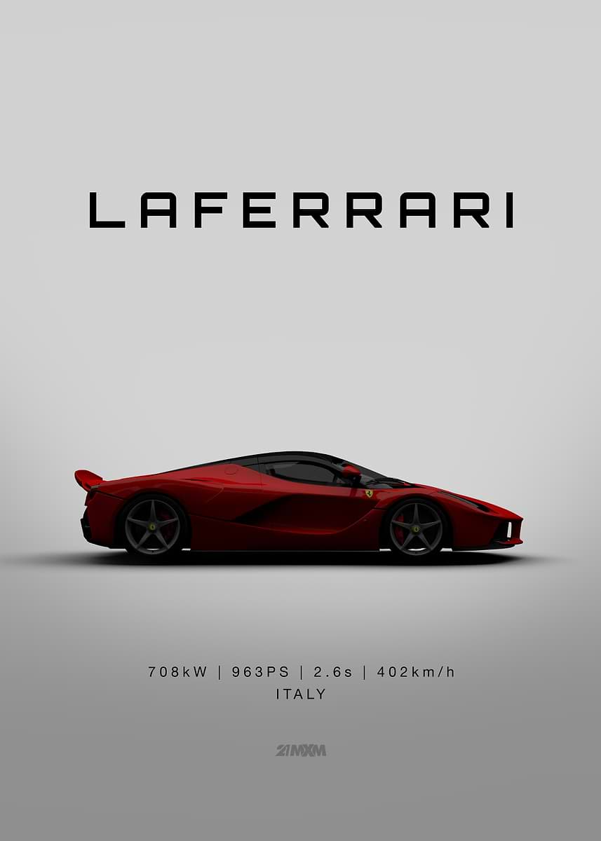 'LaFerrari Red Car Poster' Poster, picture, metal print, paint by 21 ...
