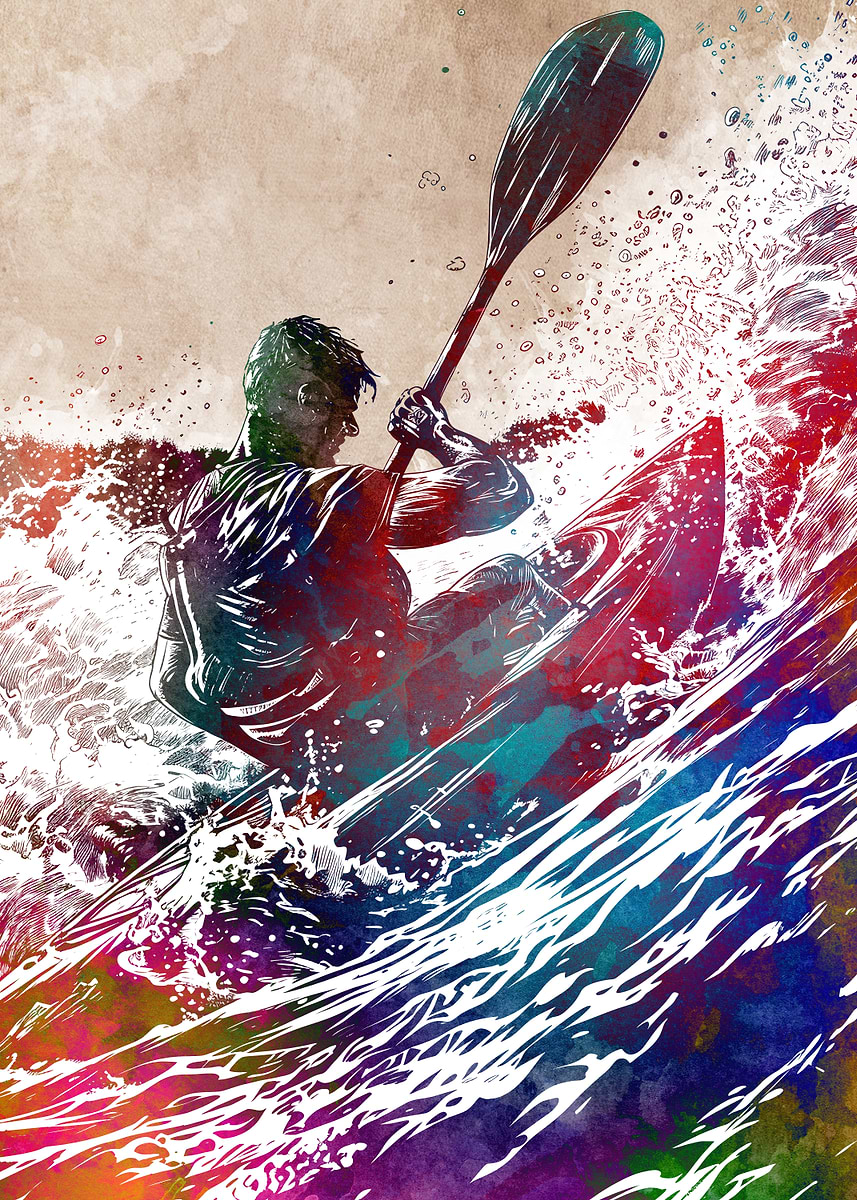 'Kayaking Watercolor Art' Poster, picture, metal print, paint by JBJart ...