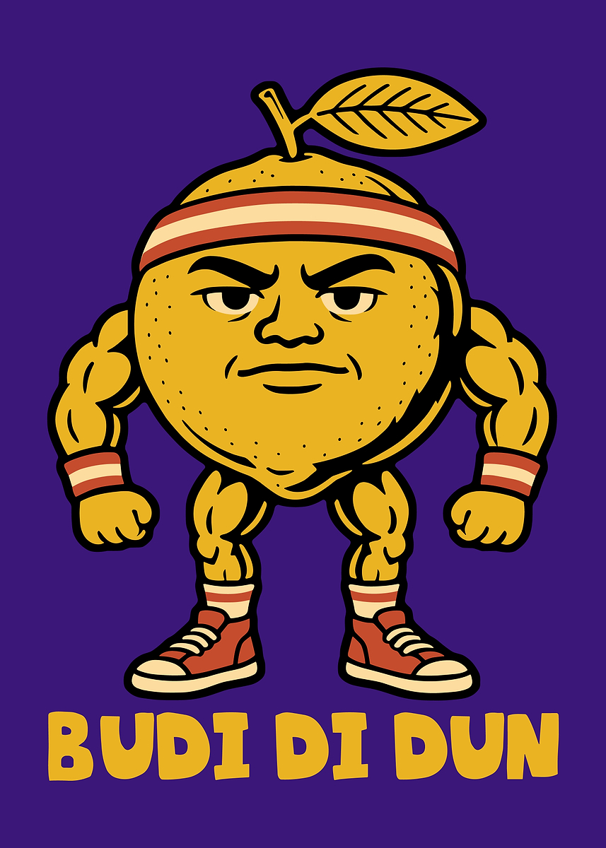 'Muscular Lemon Cartoon Character' Poster, picture, metal print, paint ...
