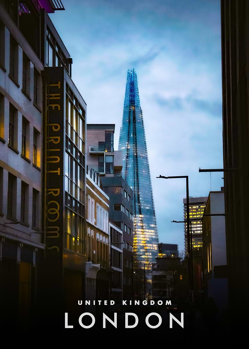 'London cityscape with The Shard' Poster, picture, metal print, paint ...