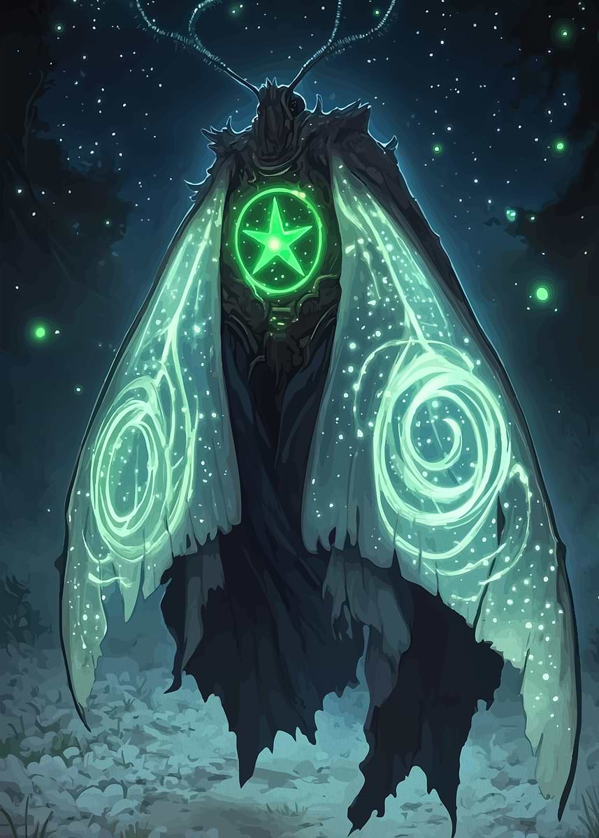 'Glowing Moth Creature Dark Landscape' Poster, picture, metal print ...