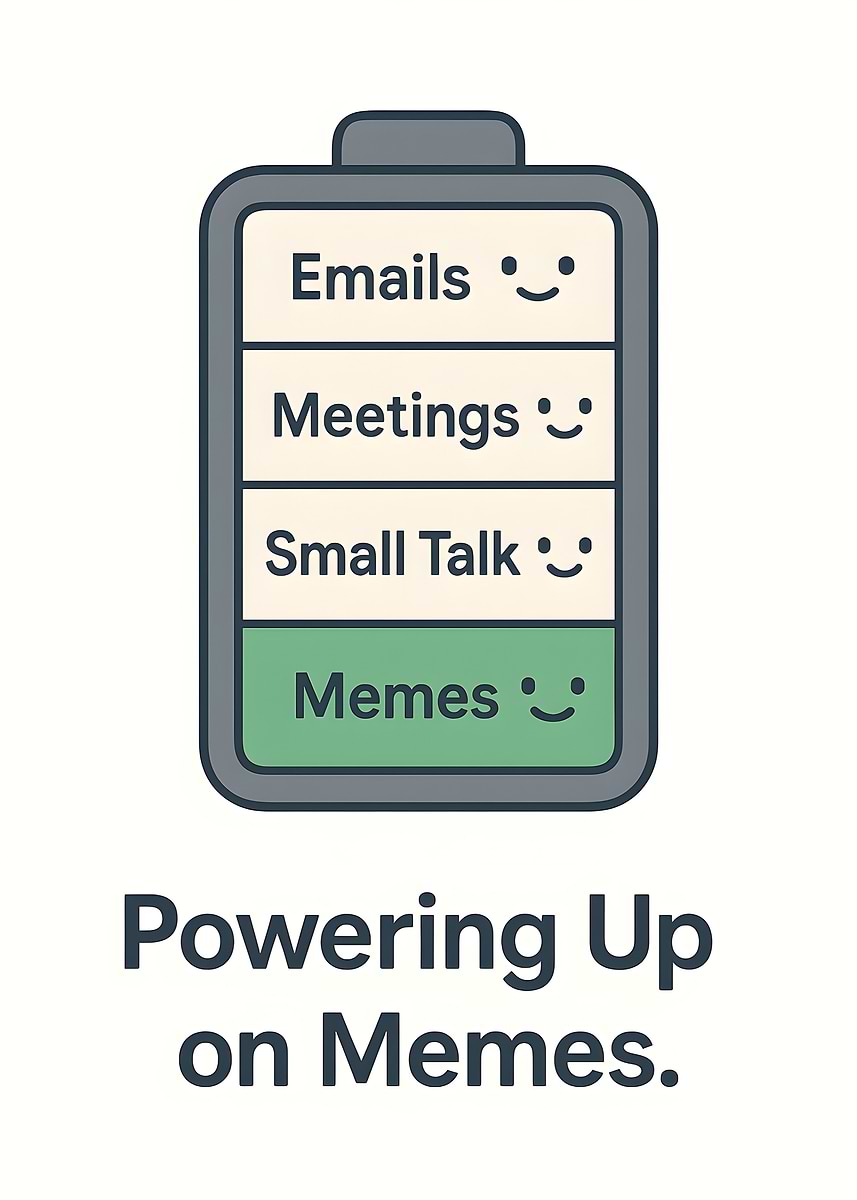 'Powering Up on Memes Battery' Poster, picture, metal print, paint by ...
