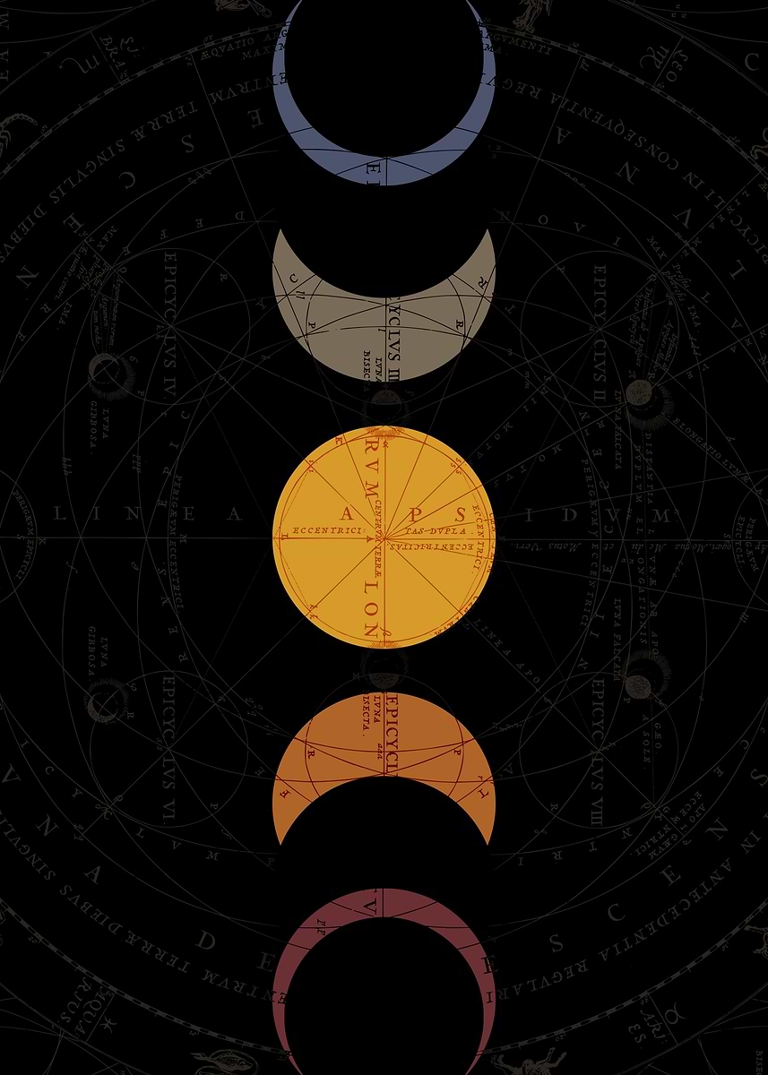 'Moon Phases on Celestial Map' Poster, picture, metal print, paint by ...
