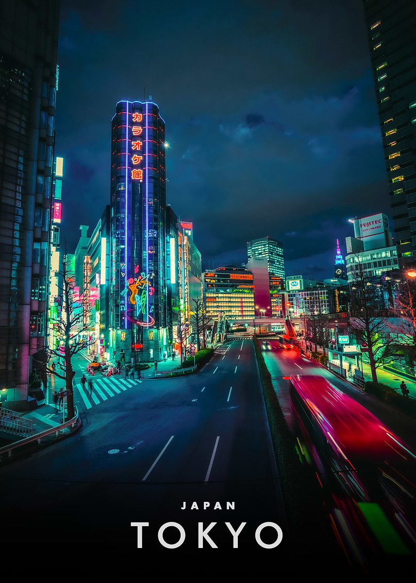 'Tokyo Japan Night Cityscape' Poster, picture, metal print, paint by Ez ...