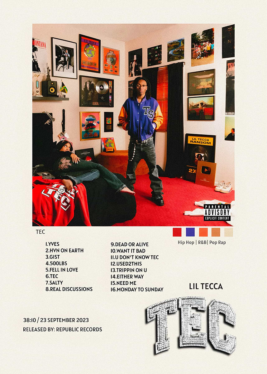 'Lil Tecca - TEC Album Cover' Poster, picture, metal print, paint by ...